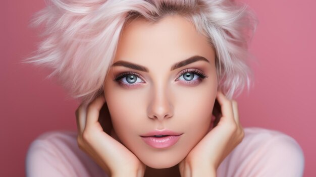 Woman With Blonde Hair And Blue Eyes Premium Ai Generated Image