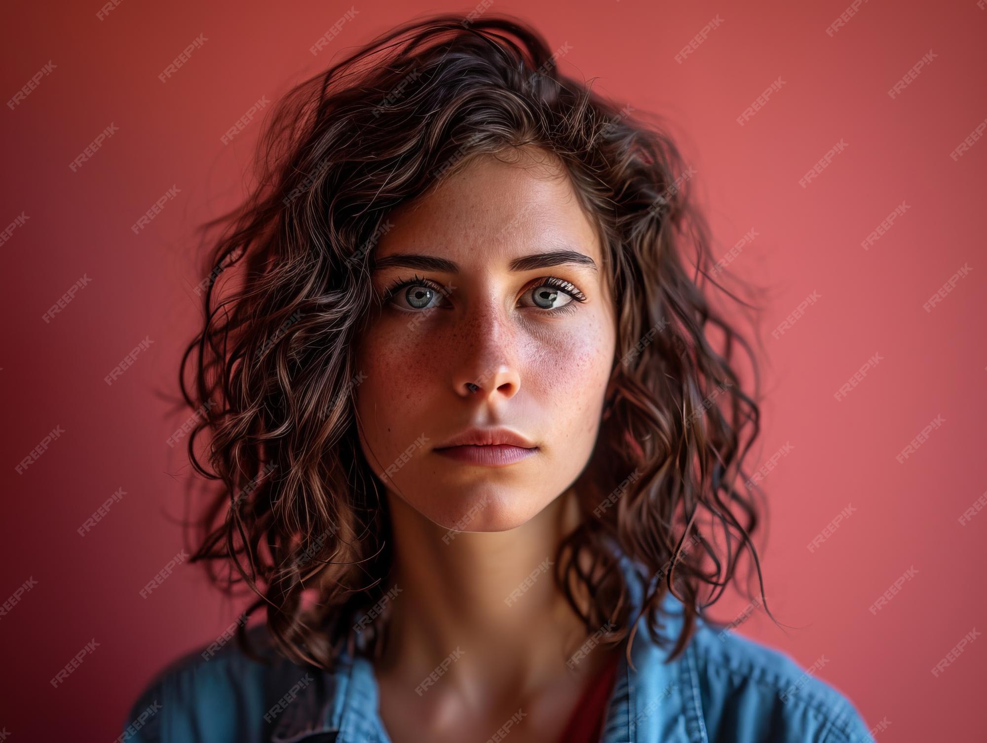Premium Photo A Woman With Curly Hair And Blue Eyes