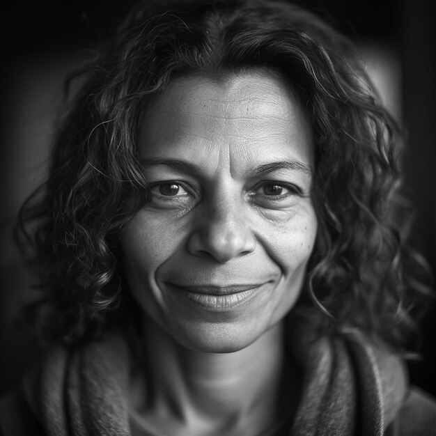 Premium Photo A Woman With Curly Hair Smiling