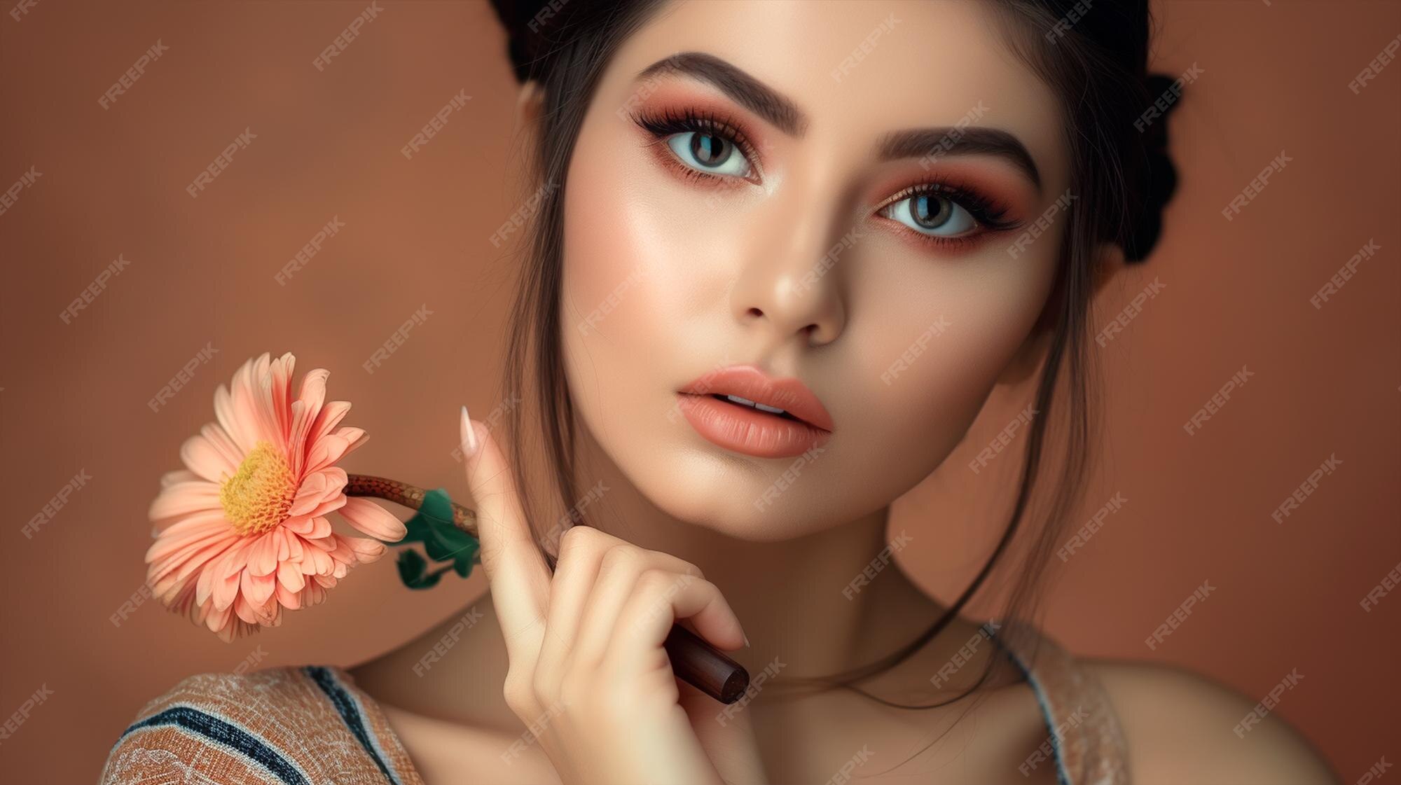 Premium Photo A Woman With A Flower In Her Hand