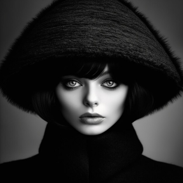 Premium Ai Image A Woman With A Fur Hat And A Fur Hat