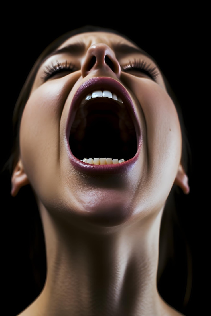Premium Photo A Woman With Her Mouth Open And Her Mouth Wide Open