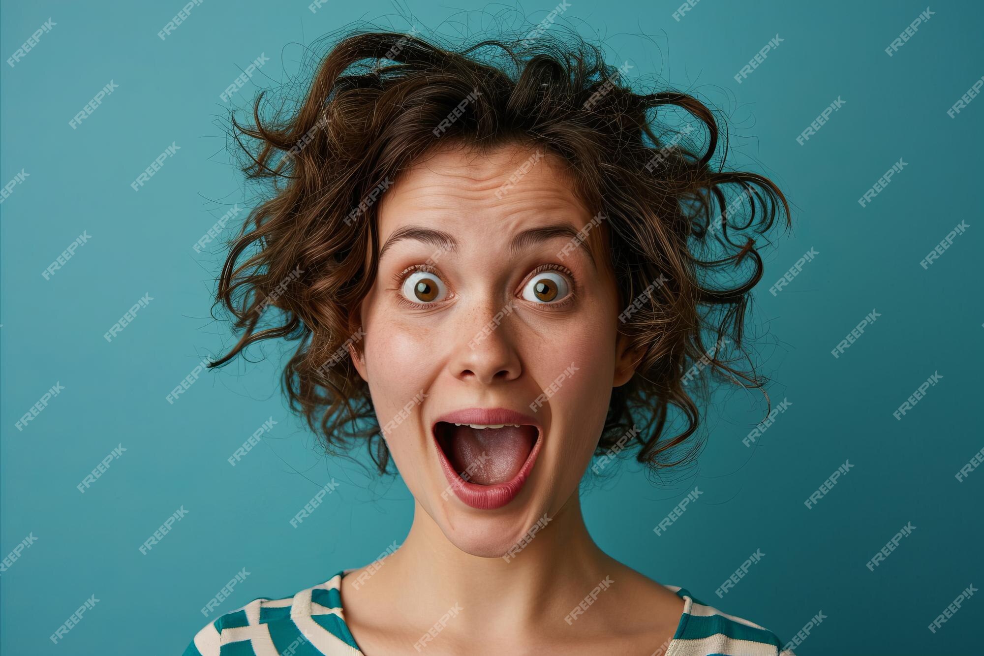 Premium Ai Image A Woman With Her Mouth Wide Open And A Surprised Look On Her Face