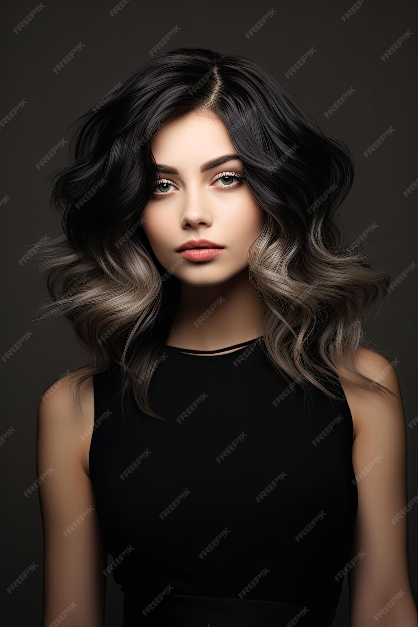 Premium Ai Image A Woman With Long Hair In A Black Dress