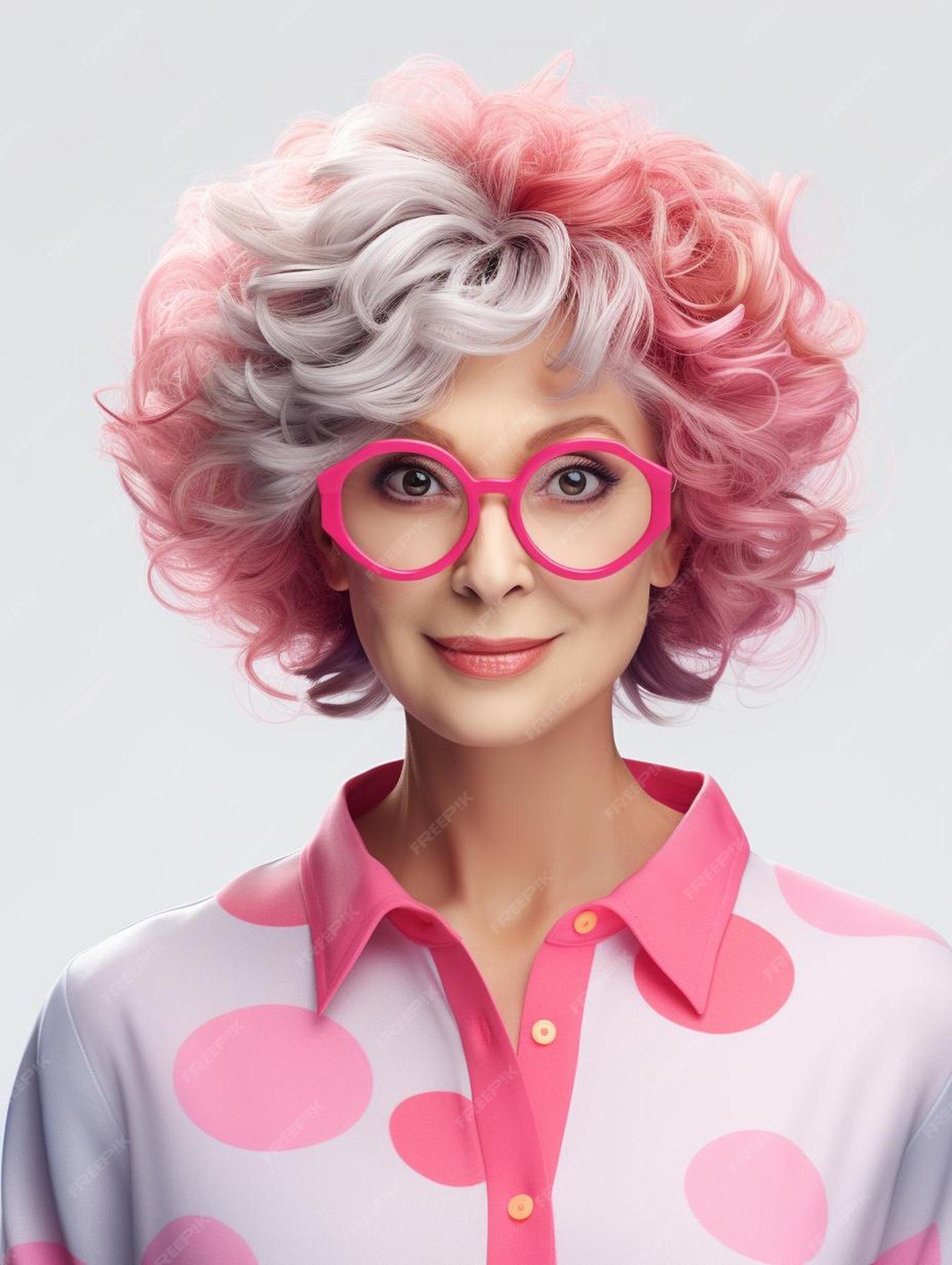 Premium Ai Image A Woman With Pink Glasses And A Pink Shirt With Hearts On The Front