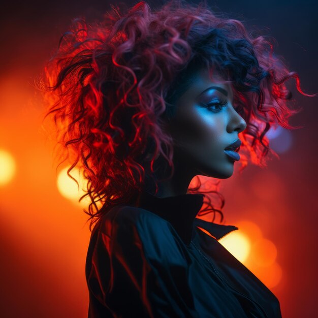 Premium Ai Image A Woman With Red Curly Hair And Bright Blue Eyes