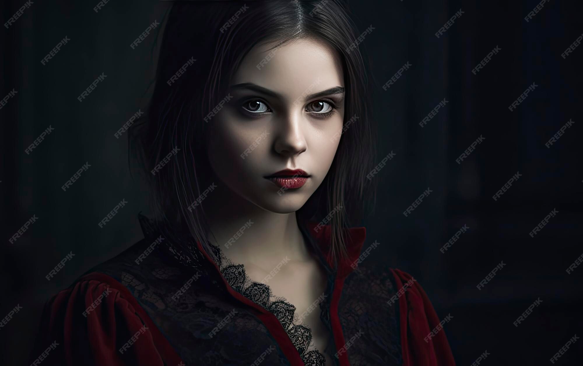 Premium Ai Image A Woman With A Red Lips And A Black Dress With A Red