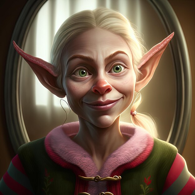 Premium Photo A Woman With A Red Nose And A Green Eyes And A Red Nose