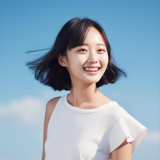 Premium Ai Image A Woman With A White Shirt That Says Quot Shes
