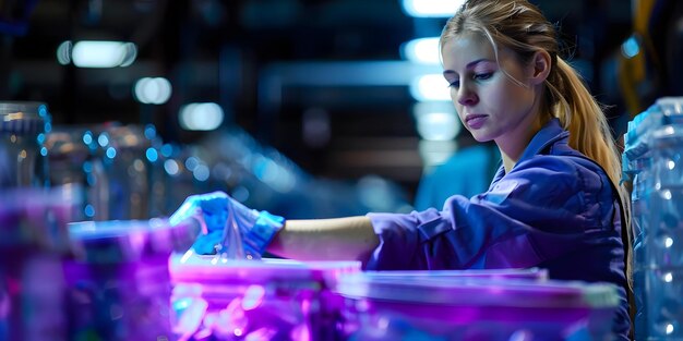Woman working at a recycling plant sorting recyclables Concept ... Woman working at a recycling plant sorting recyclables Concept ...