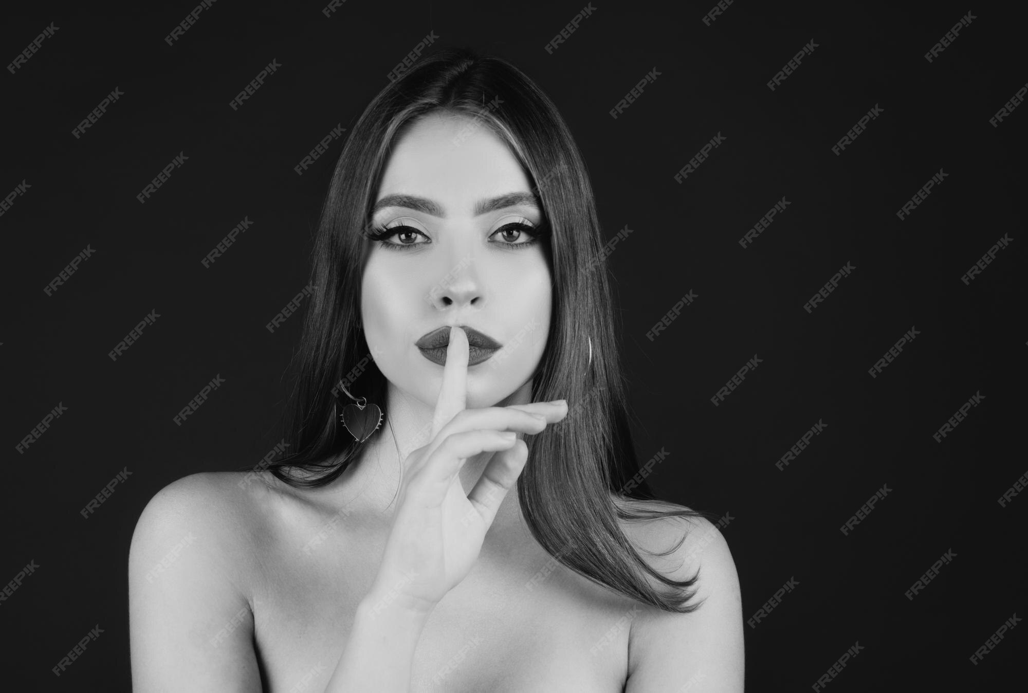 Premium Photo Womens Secrets Woman Showing Secret Sign Female With