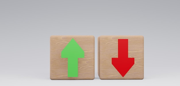 Premium Photo | Wooden cubes increase decrease cubes with text increase decrease 3d work and 3d ...