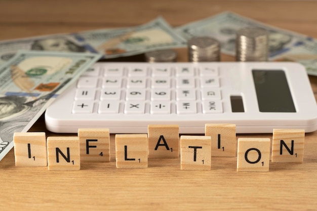 Premium Photo The Word Inflation On Wooden Cubes On A Wooden