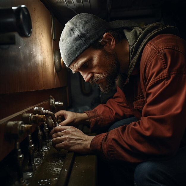 Premium Photo | Worker Fixing Water Tap Premium Photo | Worker Fixing Water Tap