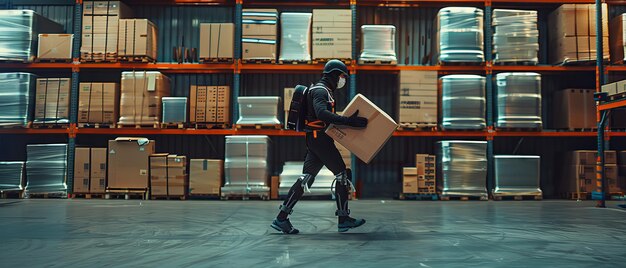 Premium Photo | A worker in a hightech futuristic warehouse wears an ... Premium Photo | A worker in a hightech futuristic warehouse wears an ...