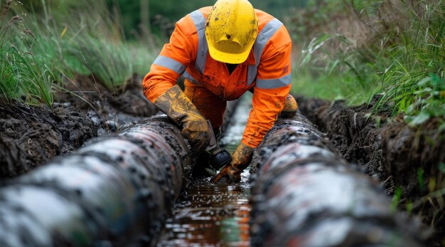 Worker repairing a pipeline | Premium AI-generated image Worker repairing a pipeline | Premium AI-generated image