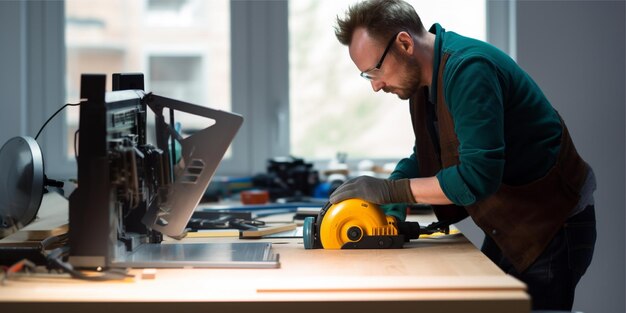Premium AI Image | workerman use circular saw Premium AI Image | workerman use circular saw