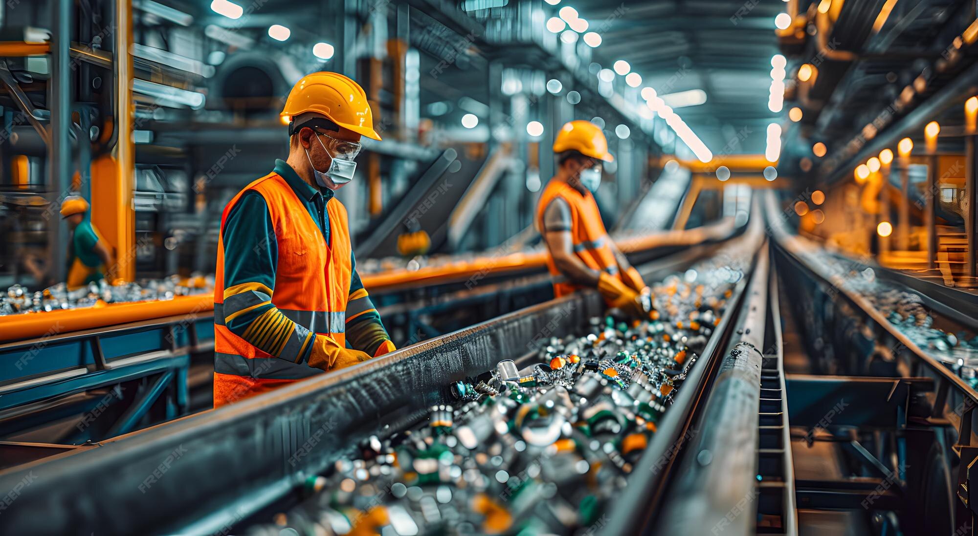 Premium Photo | Workers sort recyclables on a busy conveyor belt at a ... Premium Photo | Workers sort recyclables on a busy conveyor belt at a ...