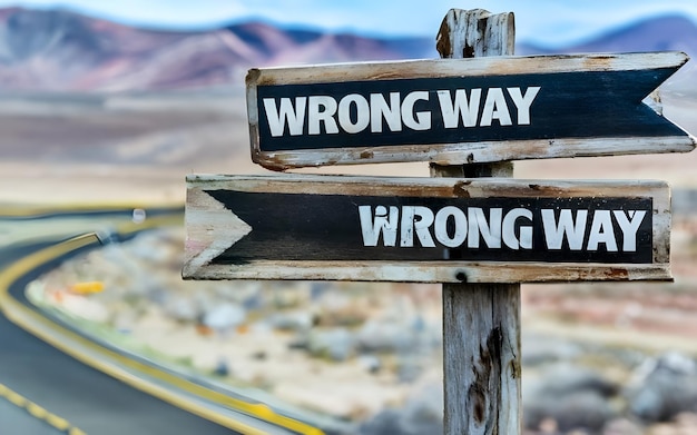 Premium AI Image | Wrong way sign Premium AI Image | Wrong way sign