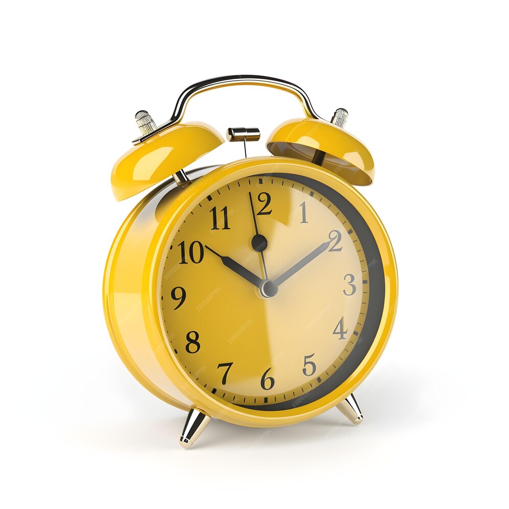 Premium Ai Image Yellow Retro Style Alarm Clock Isolated On White