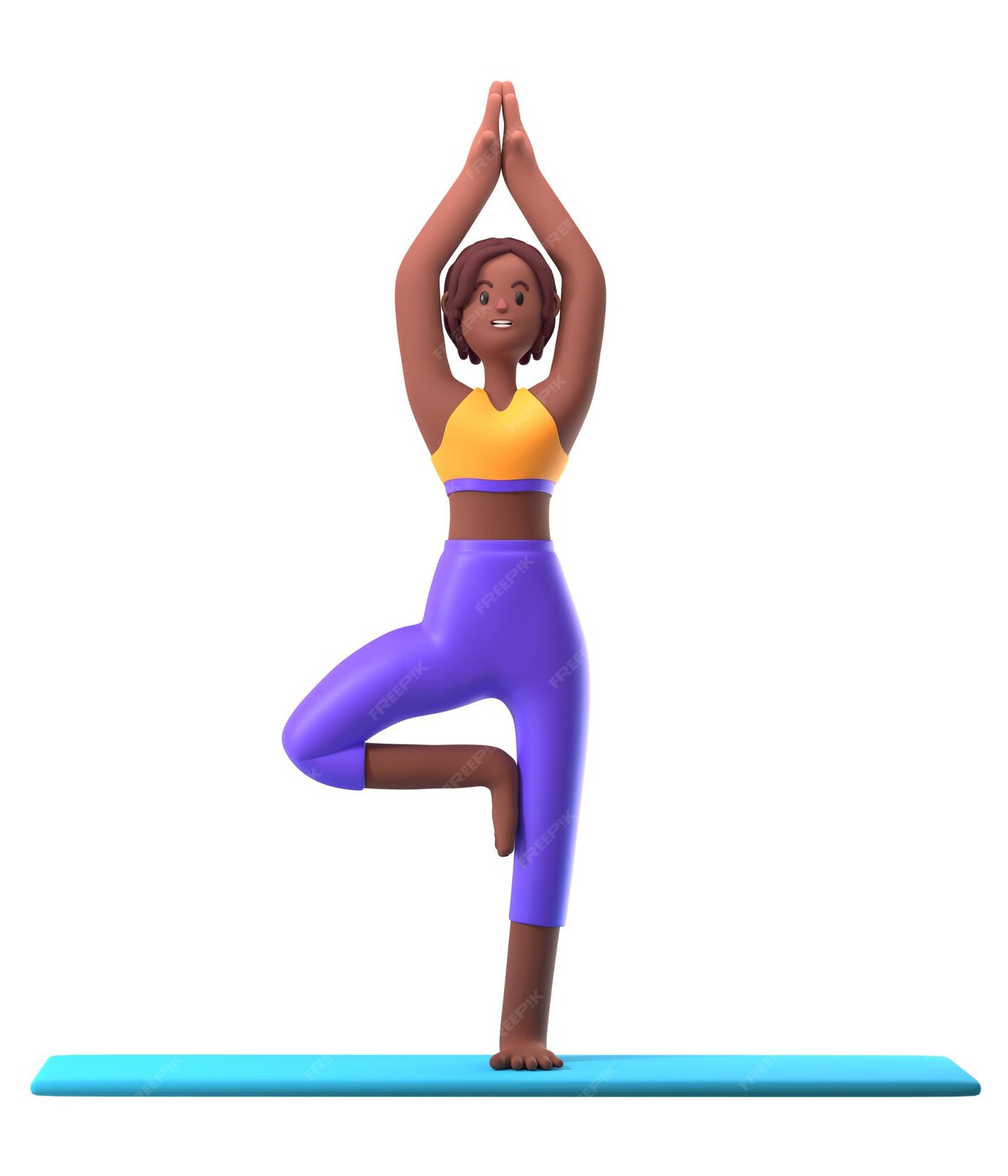 Premium Photo Yoga Darkskinned Girl In Standing Position On White