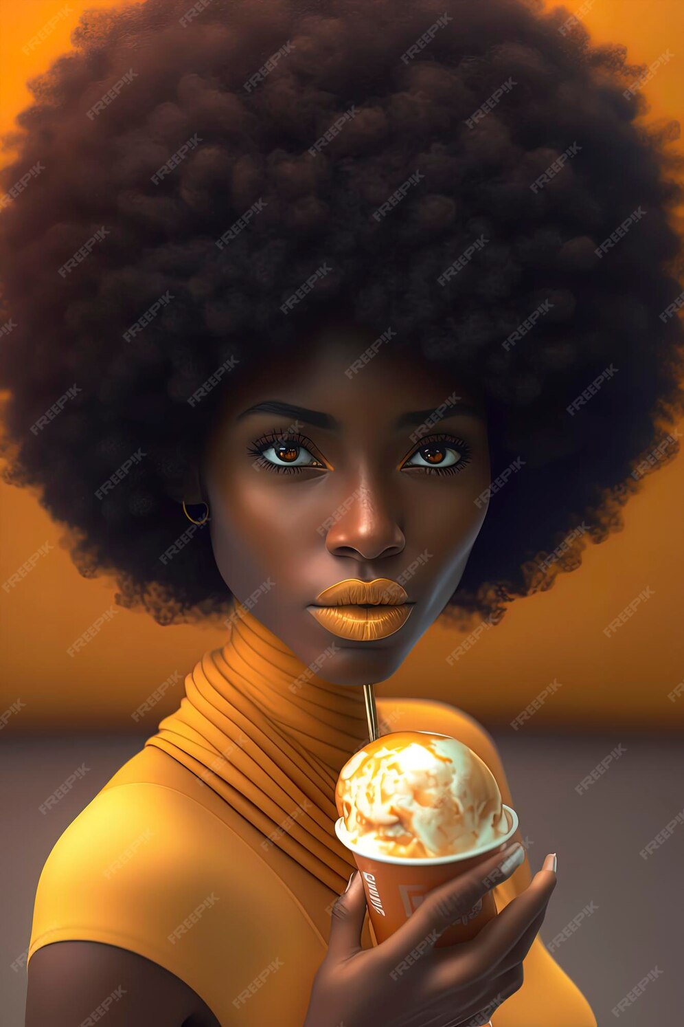 Premium Photo Young Beautiful African Woman Black Afro Textured Hair
