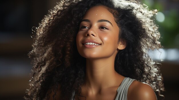 Premium AI Image | Young black woman smilinggenerative ai Premium AI Image | Young black woman smilinggenerative ai