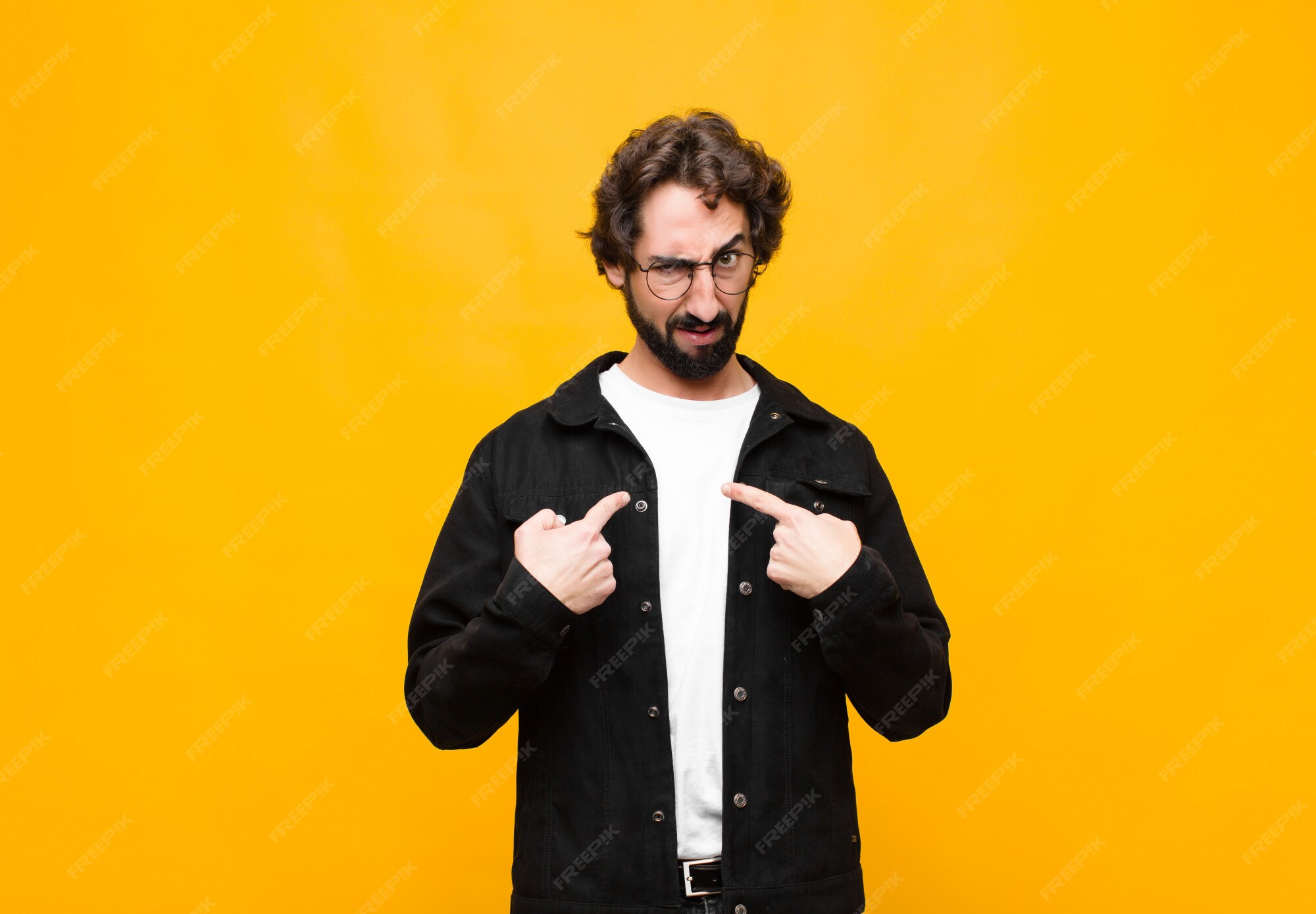 Premium Photo | Young crazy handsome man pointing to self with a ... Premium Photo | Young crazy handsome man pointing to self with a ...