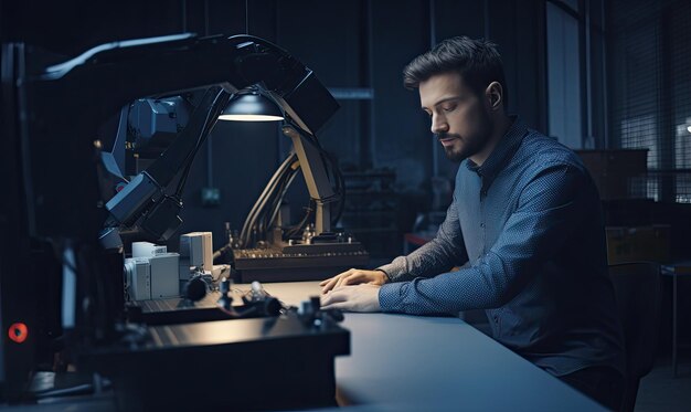 Premium Ai Image Young Developer Writing Code And Programming Software Application Creating