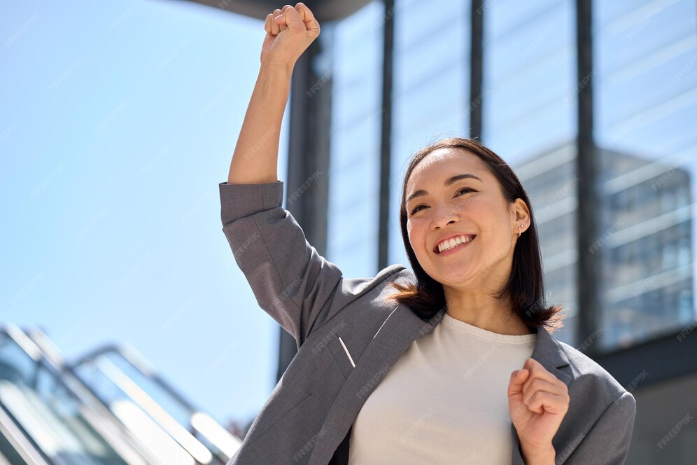 Premium Photo | Young excited happy asian business woman celebrating ... Premium Photo | Young excited happy asian business woman celebrating ...