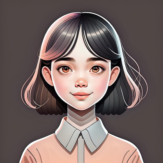 Premium Photo Young Girl Character Avatar Illustration Art In Pastel Colors Girl Cartoon Model