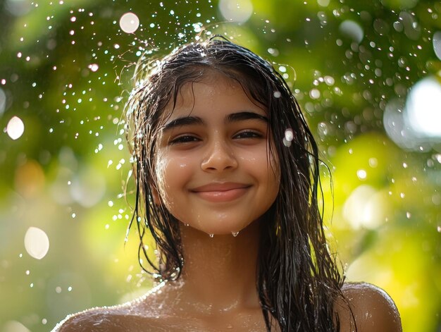 Young Indian Woman Smiling in the Rain Bokeh Background | Premium AI ... Young Indian Woman Smiling in the Rain Bokeh Background | Premium AI ...
