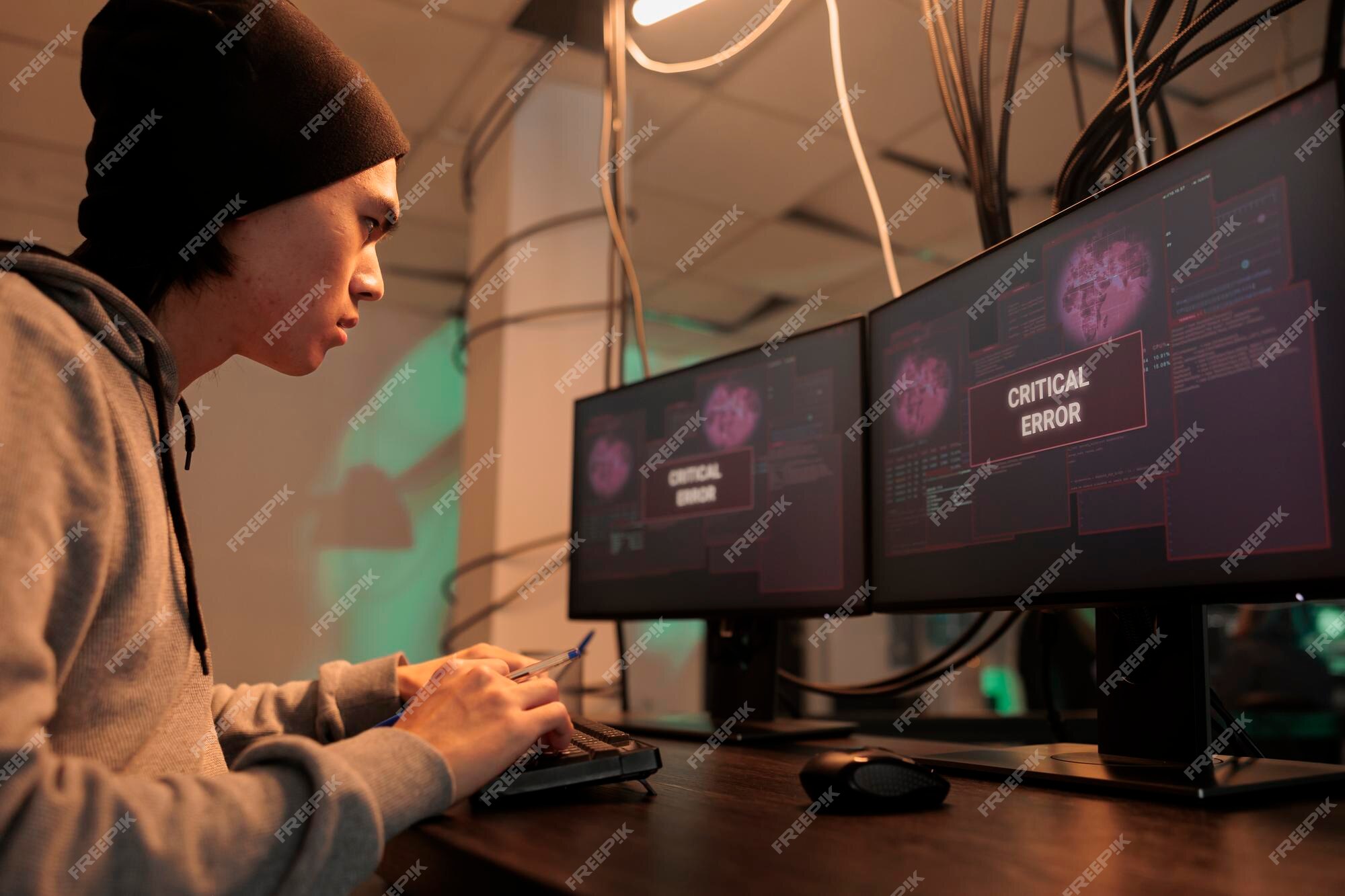 Premium Photo | Young man being confused about critical error warning ... Premium Photo | Young man being confused about critical error warning ...