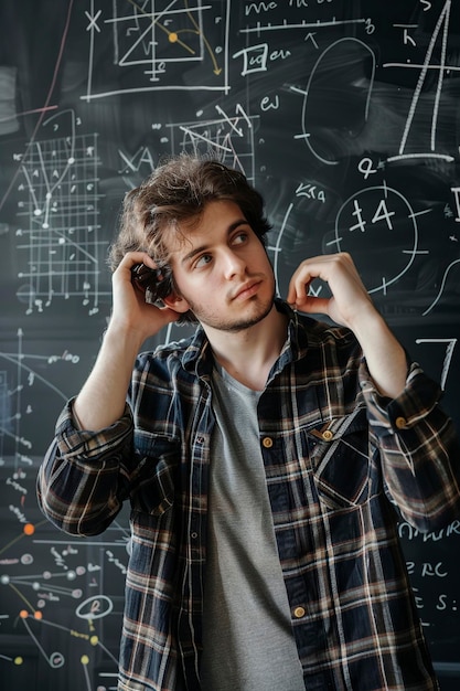 Premium Photo | Young man sits at a desk deeply focused Premium Photo | Young man sits at a desk deeply focused