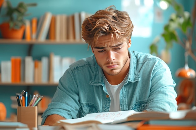 A Young Man Studying With Focused Concentration | Premium AI-generated ... A Young Man Studying With Focused Concentration | Premium AI-generated ...