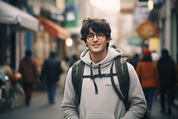 Premium AI Image | Young man tourist is one of the famous place for ... Premium AI Image | Young man tourist is one of the famous place for ...