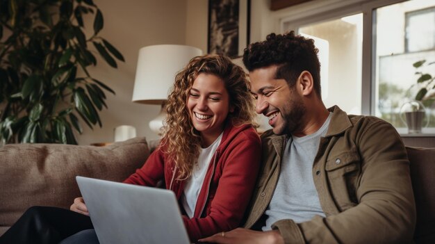 Premium AI Image | A Young Multiracial Couple Sitting on a Sofa at Home ... Premium AI Image | A Young Multiracial Couple Sitting on a Sofa at Home ...
