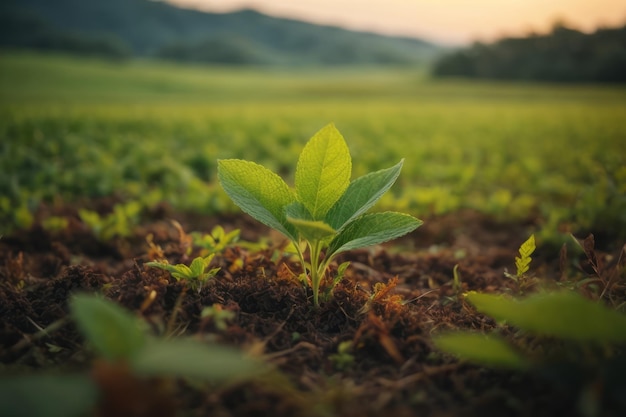 Young Plant Seed Growing In Rural Land Agriculture Farming And Harvesting Concept Premium Ai
