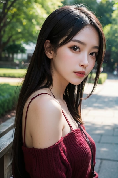 Premium Ai Image Young Pretty Oriental Asian Girl Smiling And Taking