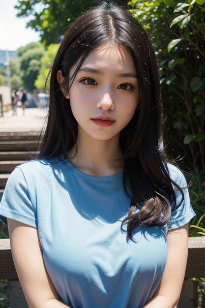 Premium Ai Image Young Pretty Oriental Asian Girl Smiling And Taking