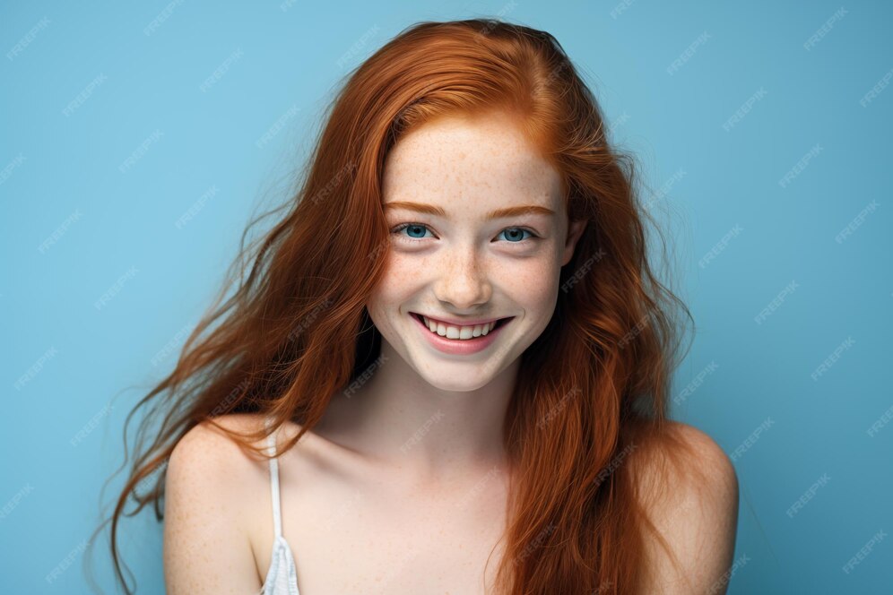 Premium Photo Young Pretty Redhead Girl Over Colorful Background