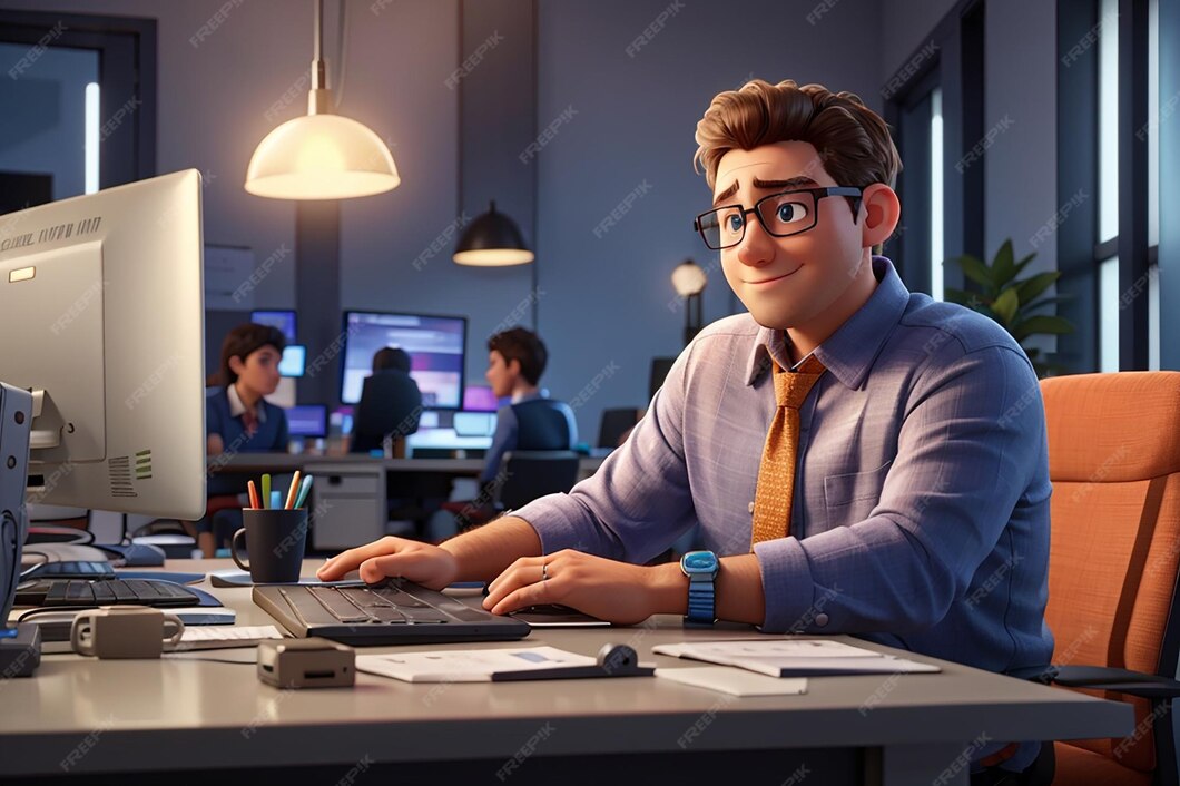 Premium Photo | Young programmer at computer and boss chief talking in ...