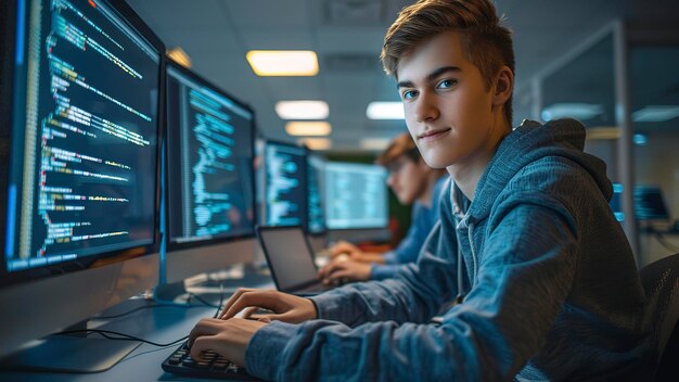 Young Programmer Is Programming At The Office Programmer At The Work Programmer Is Coding 9456
