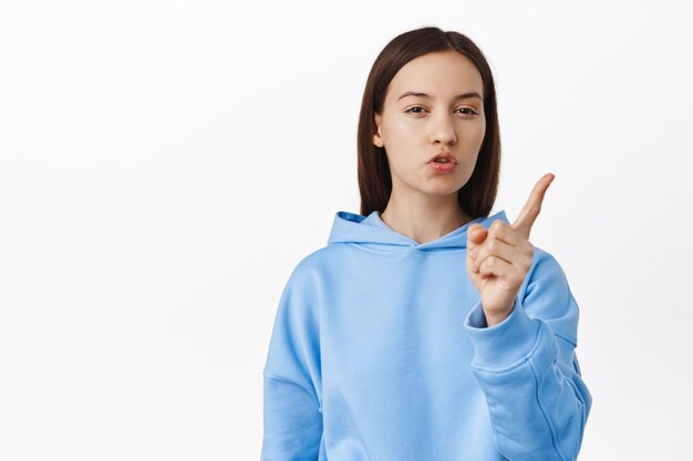 Free Photo Adult Beautiful Woman Shaking Finger In Disapproval Tell