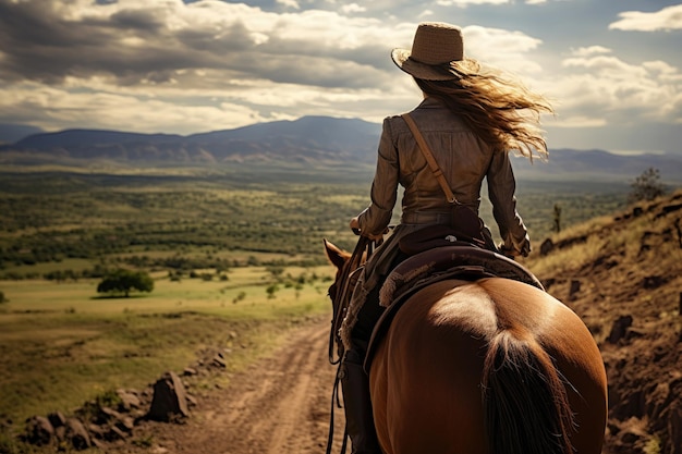Premium AI Image | Young woman riding a horse Premium AI Image | Young woman riding a horse