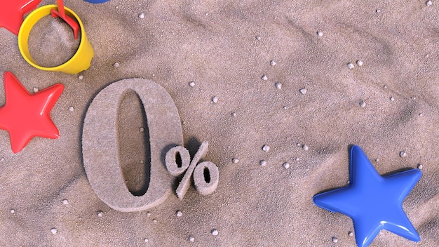Premium Photo | Zero percent summer discount concept 3d render Premium Photo | Zero percent summer discount concept 3d render
