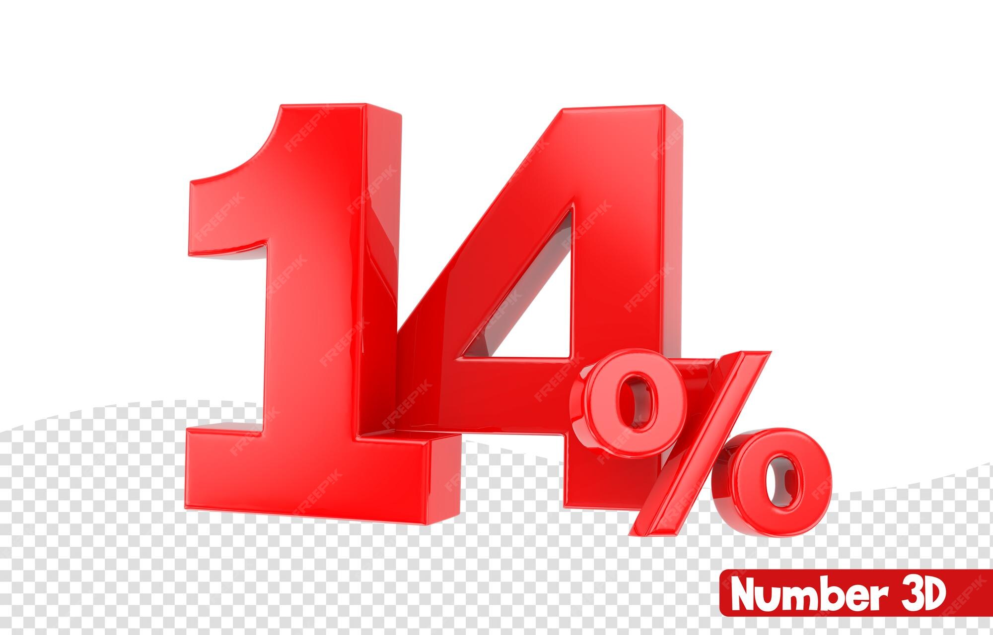 Premium PSD | 14 number red 3d render Premium PSD | 14 number red 3d render