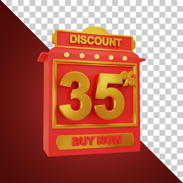 Premium PSD | 35 percent off discount tag 3d illustration Premium PSD | 35 percent off discount tag 3d illustration