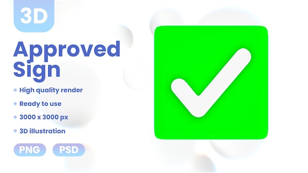 Premium PSD | 3d approved sign Premium PSD | 3d approved sign