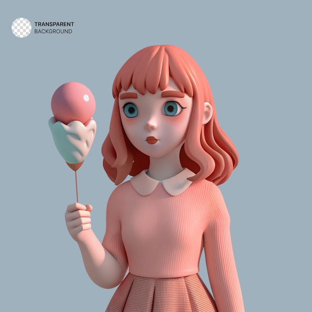 Premium Psd 3d Avatar Character Illustration Girl With Ice Cream